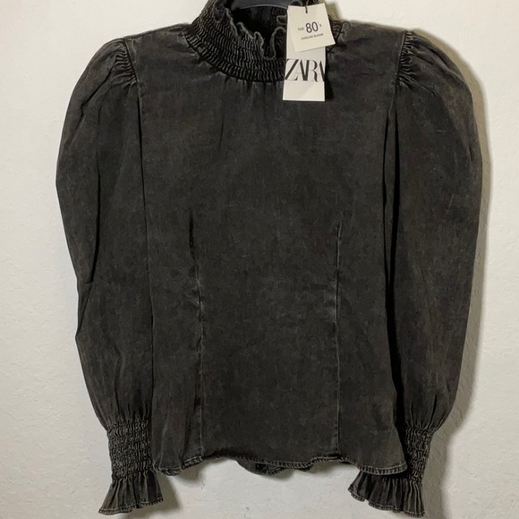 Zara | Tops | Nwt Zara Turtle Neck Charcoal Blouse | Poshmark